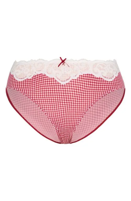 SAVAGE X FENTY Swirly Girly Hipster Briefs - Dapper Red Check Effect Print