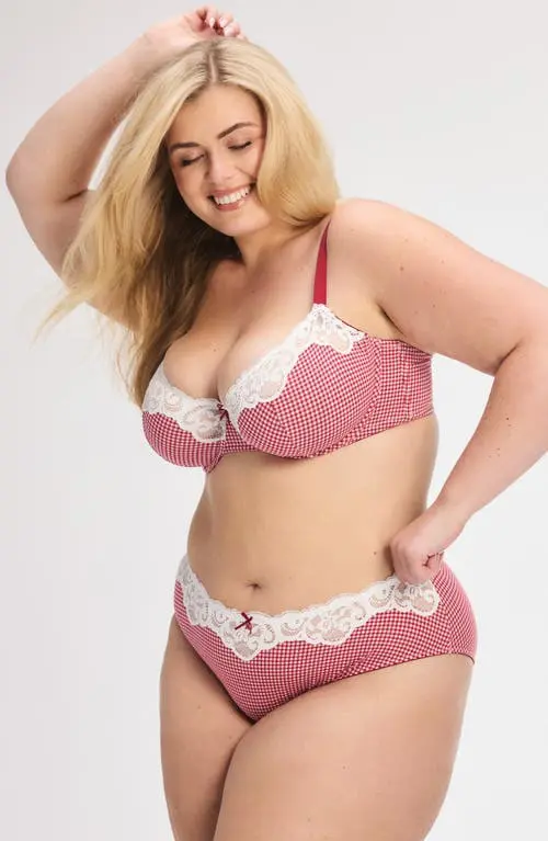 SAVAGE X FENTY Swirly Girly Hipster Briefs - Dapper Red Check Effect Print