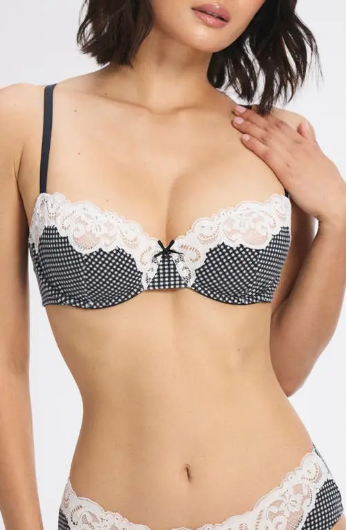 SAVAGE X FENTY Unlined Low-cut Balconette Bra - Black Caviar Check Effect