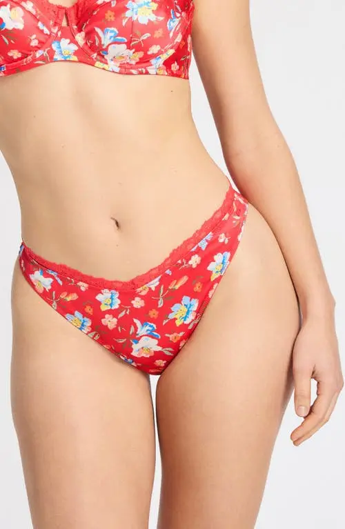 SAVAGE X FENTY Monamour High Leg Brazilian Briefs - Fruitjuice Red Petal Power