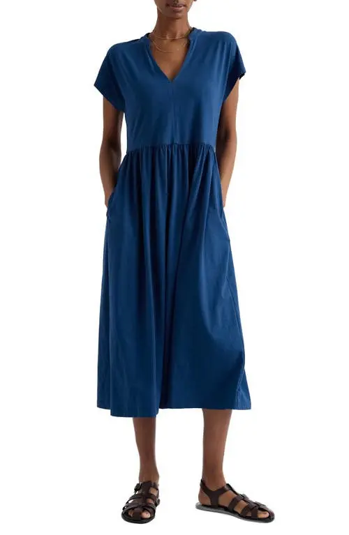 SEASALT CORNWALL Zinnia Stretch Organic Cotton Midi Dress - Dark Voyage