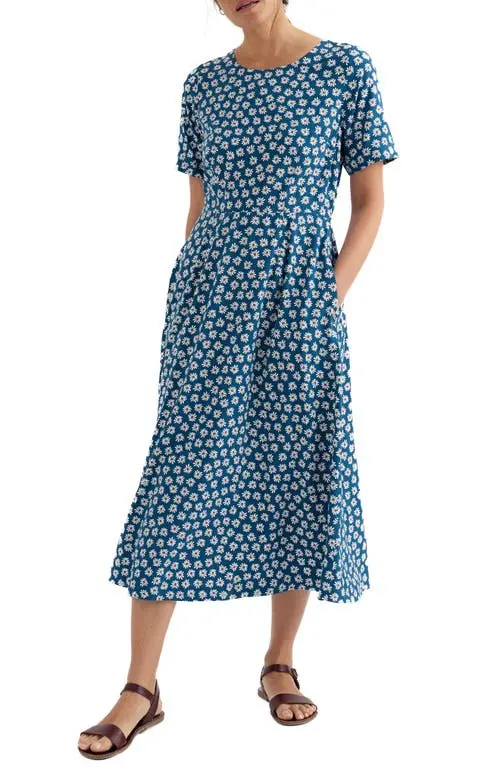SEASALT CORNWALL Tilly Floral Midi Dress - Pressed Daisy Ocean Drift