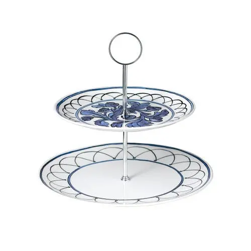 Twig New York Heritage Blue Bird 2 Tiered Cake Stand - Multi