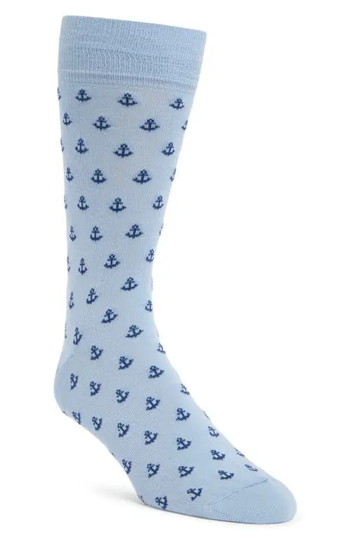 Nordstrom Anchor Pattern Cotton Blend Dress Socks - Light Blue