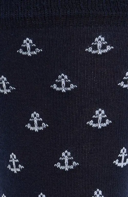 Nordstrom Anchor Pattern Cotton Blend Dress Socks - Navy