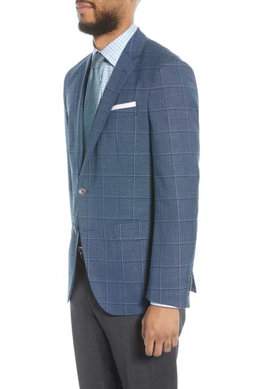 BOSS Trim Fit Windowpane Wool Sport Coat