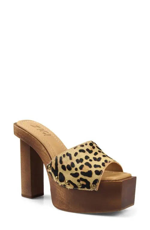 ZIGI Cassidey Leather Platform Slide Sandal - Leopard Leather