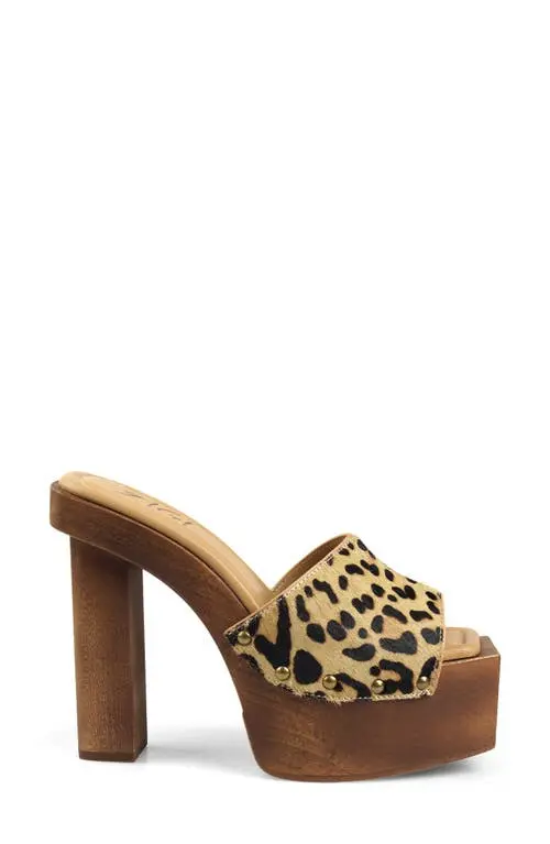 ZIGI Cassidey Leather Platform Slide Sandal - Leopard Leather