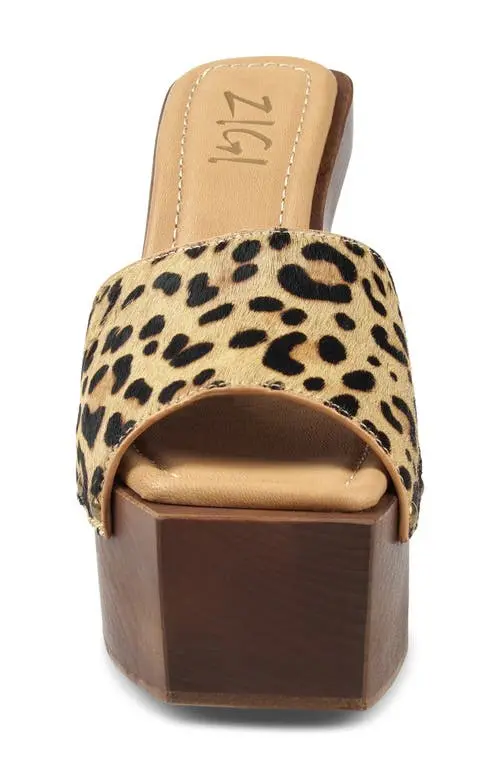 ZIGI Cassidey Leather Platform Slide Sandal - Leopard Leather