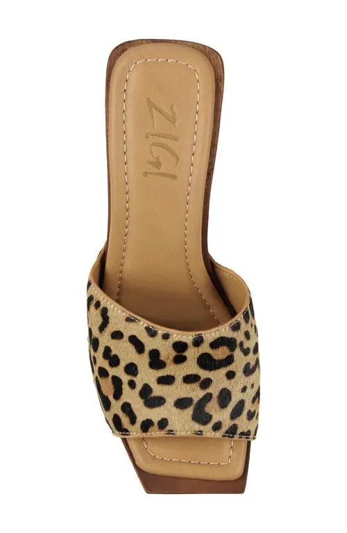 ZIGI Cassidey Leather Platform Slide Sandal - Leopard Leather