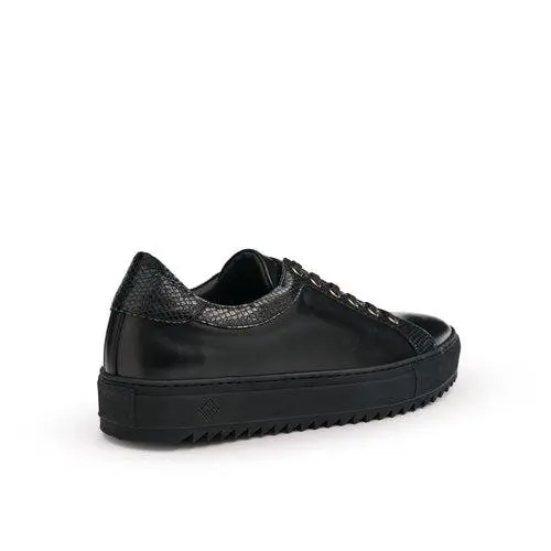 TIANNIA BARNES R. Alexander Nappa Leather Lace-up Sneakers With Snakeskin Detailing