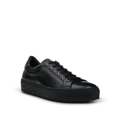 TIANNIA BARNES R. Alexander Lace Up Sneakers With Snakeskin Detailing