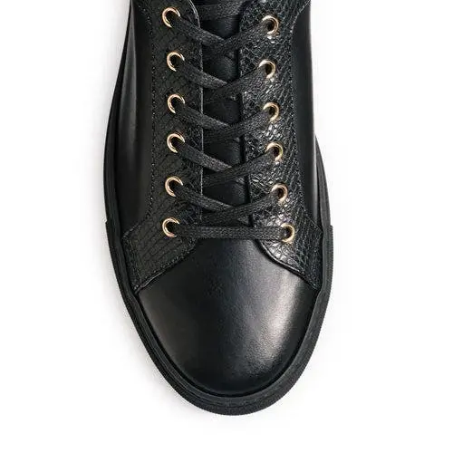 TIANNIA BARNES R. Alexander Lace Up Sneakers With Snakeskin Detailing