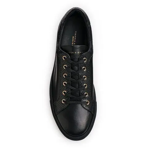 TIANNIA BARNES R. Alexander Lace Up Sneakers With Snakeskin Detailing