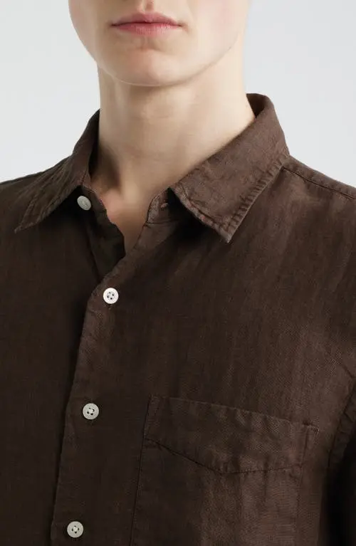 Madewell Short Sleeve Linen Shirt - Chocolate
