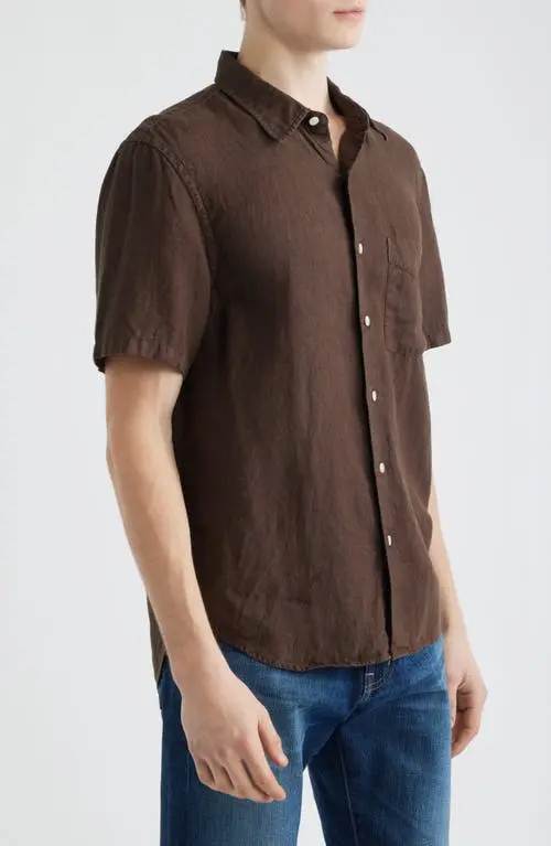 Madewell Short Sleeve Linen Shirt - Chocolate
