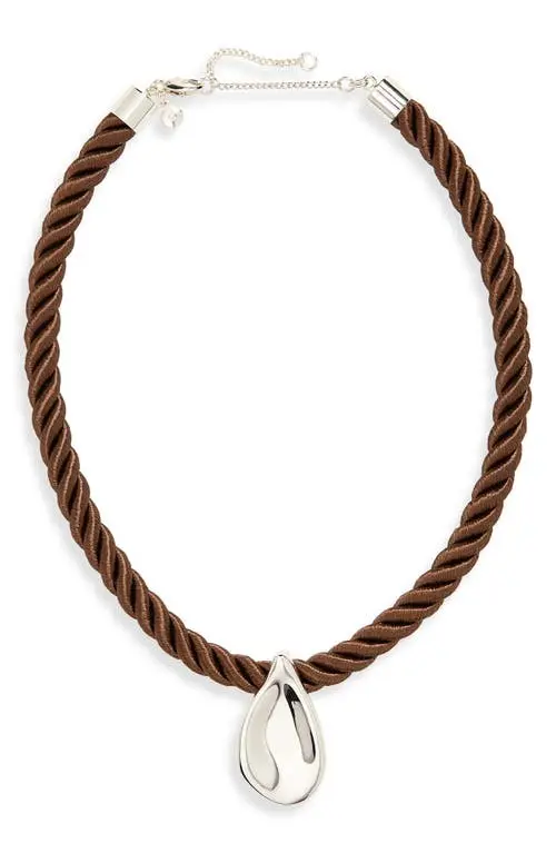 Madewell Droplet Pendant Cord Necklace - Warm Silver