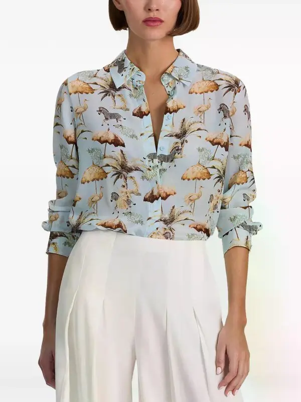 Alice + Olivia Willa Staceface Animal-print Shirt