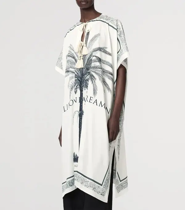 ALLSAINTS Tassel Trim Tropical Print Kaftan