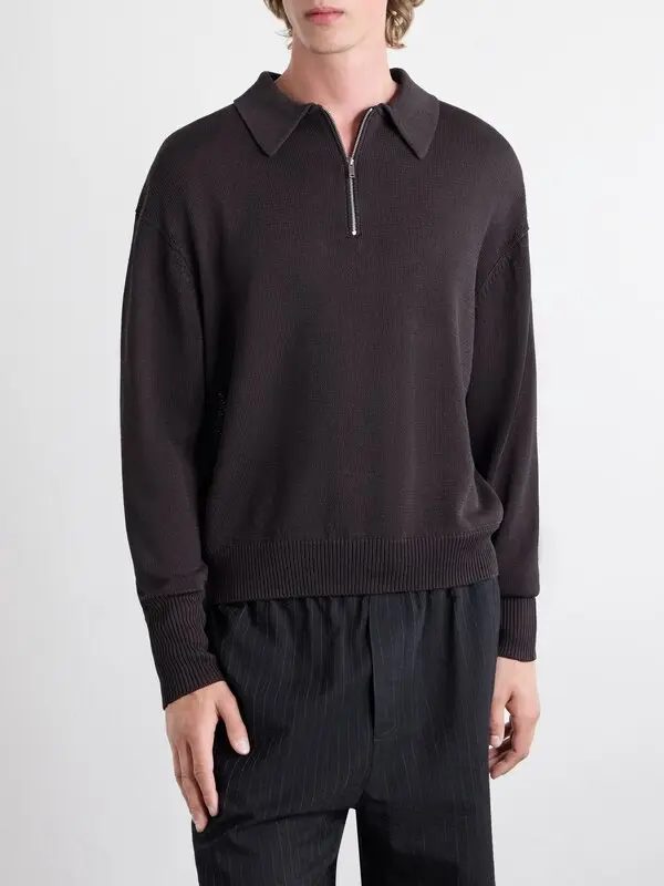 Studio Nicholson Paper Half-zip Polo Sweater