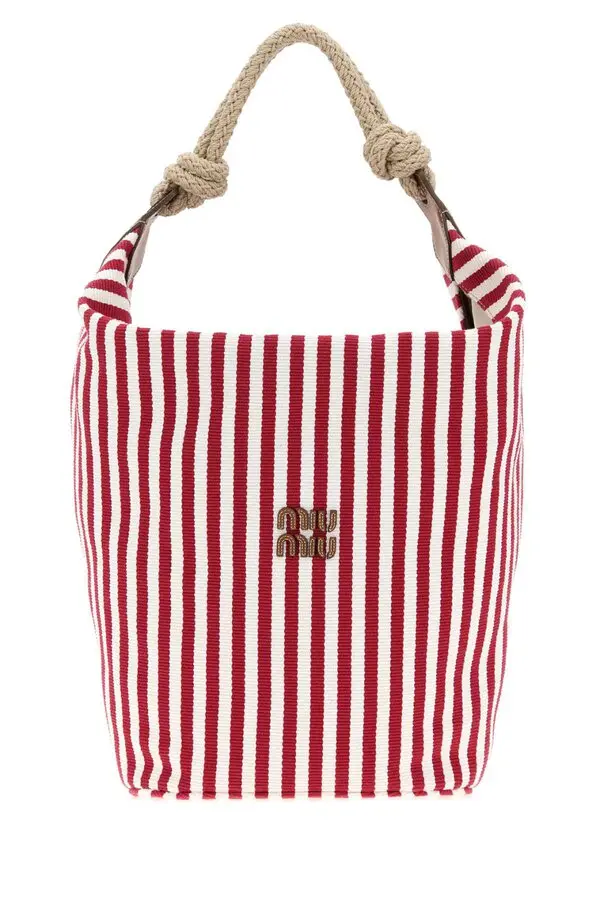 Miu Miu Embroidered Canvas Bucket Bag - Multicolor
