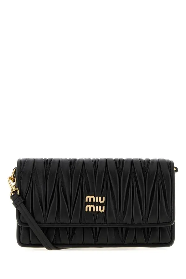 Miu Miu Navy Gabardine Shoulder Bag - Black