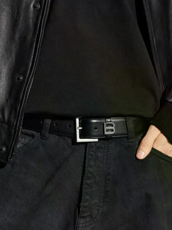 Balenciaga Logo Plaque Leather Belt