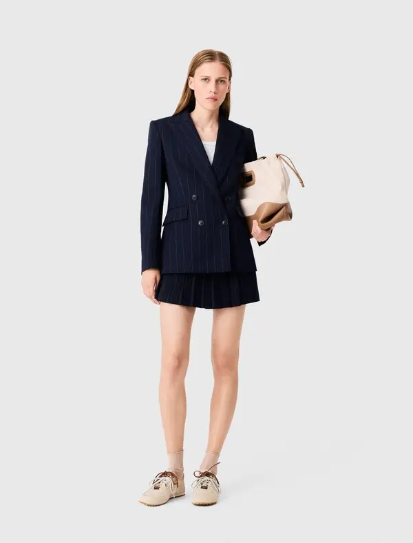 Maje Double-breasted Pinstripe Suit Jacket