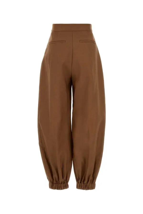 Fendi Brick Linen Blend Wide-leg Pant - Red