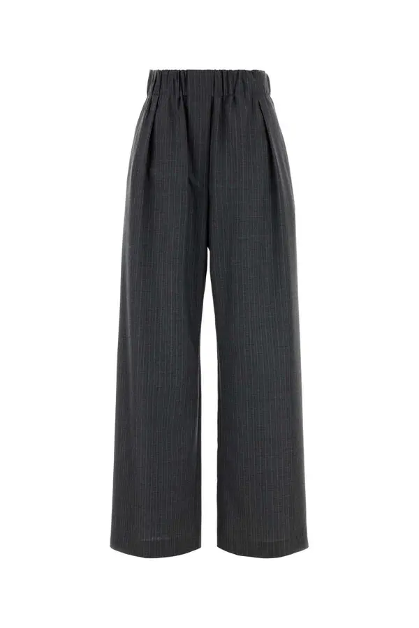 JIL SANDER Embroidered Wool Wide-leg Trousers - Multicolor