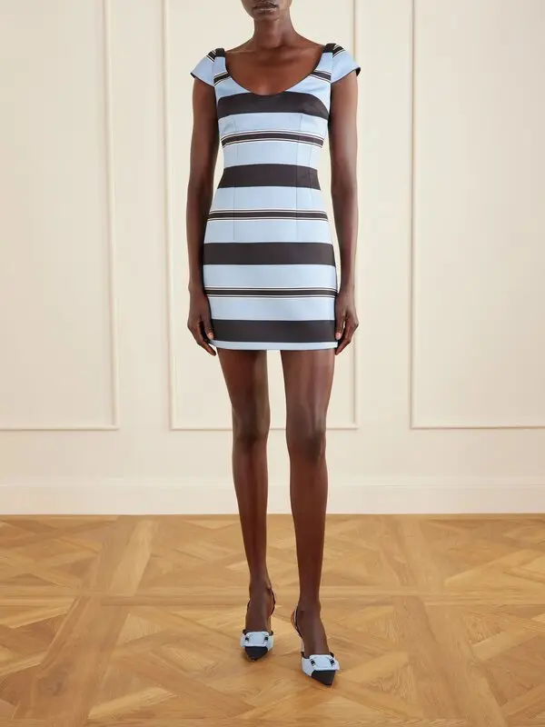 Manolo Blahnik Emilia Wickstead Maysli 70 Striped Grosgrain Slingback Pumps