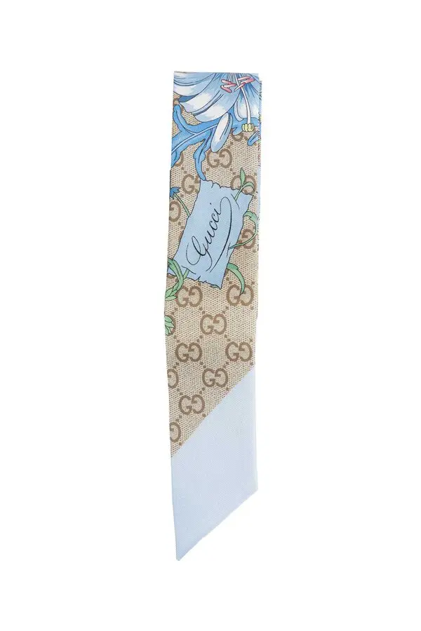 Gucci Gg Flora Silk Ribbon - Beige