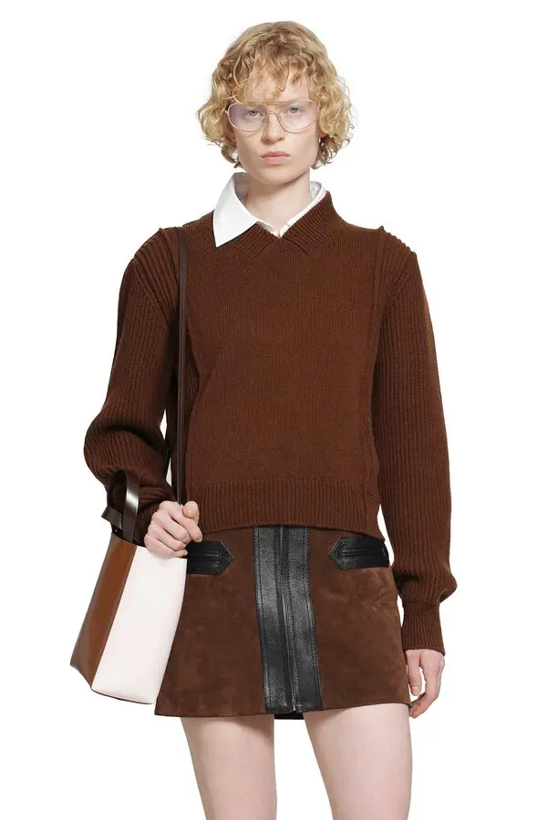 Marni Wool Cashmere V-neck Sweater - Brown