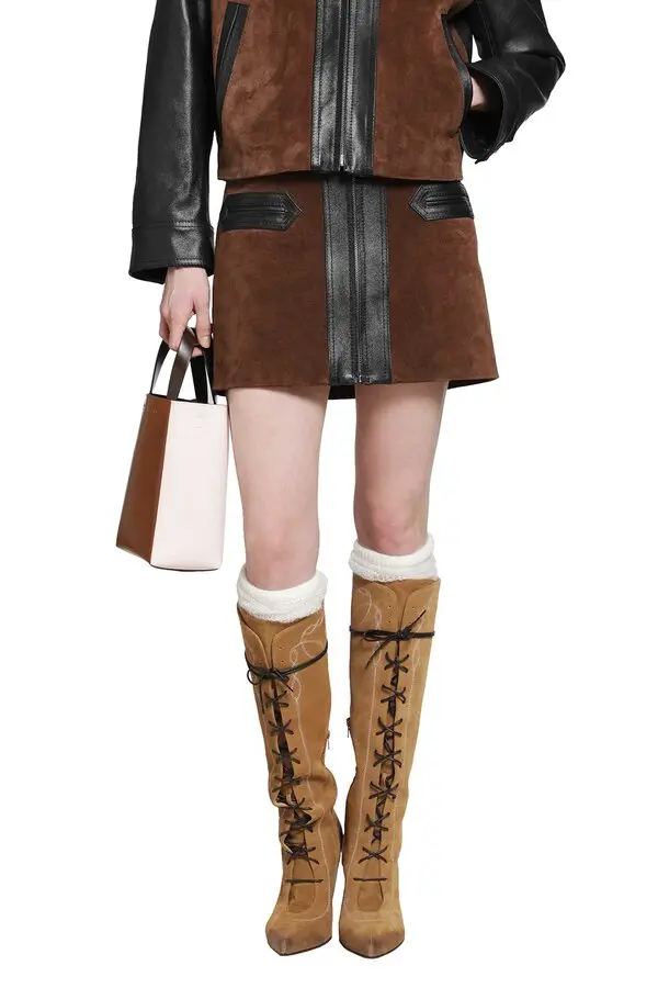 Marni Suede And Leather Mini Skirt
