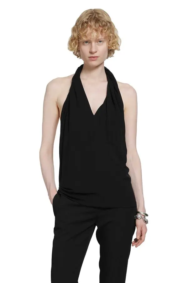 TOTEME Twisted Jersey Halter Top - Black