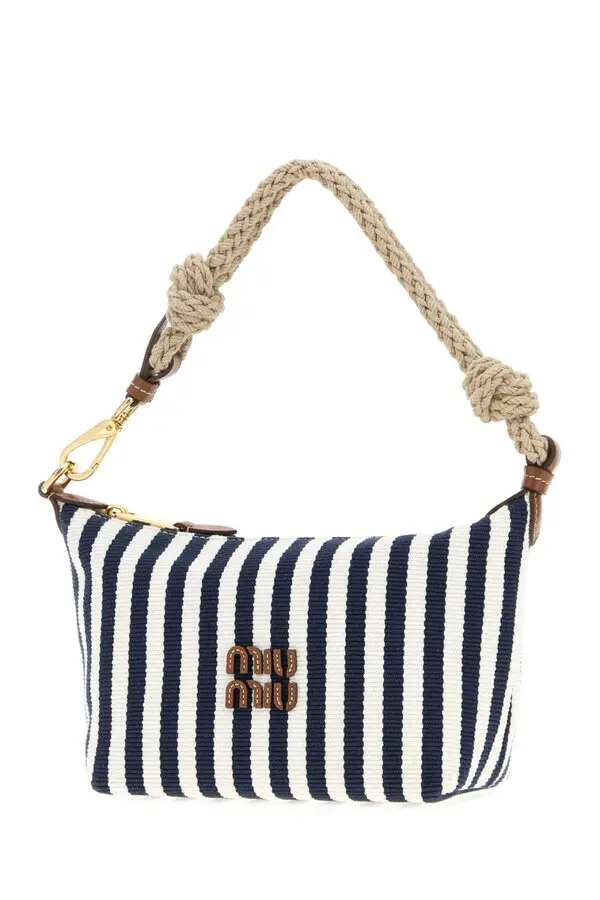 Miu Miu Embroidered Canvas Shoulder Bag