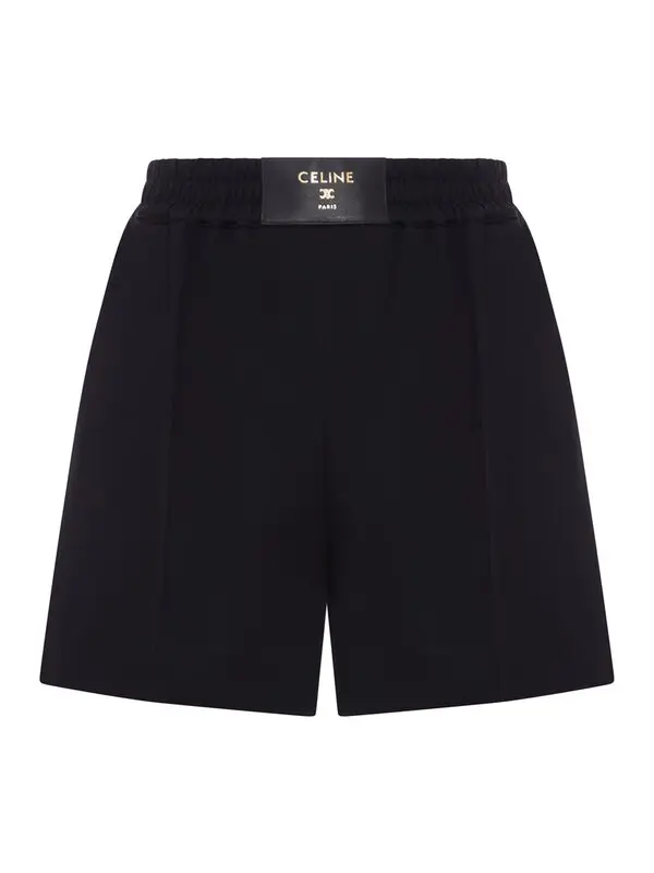 Celine Wool Shorts With Logo Detail - Black