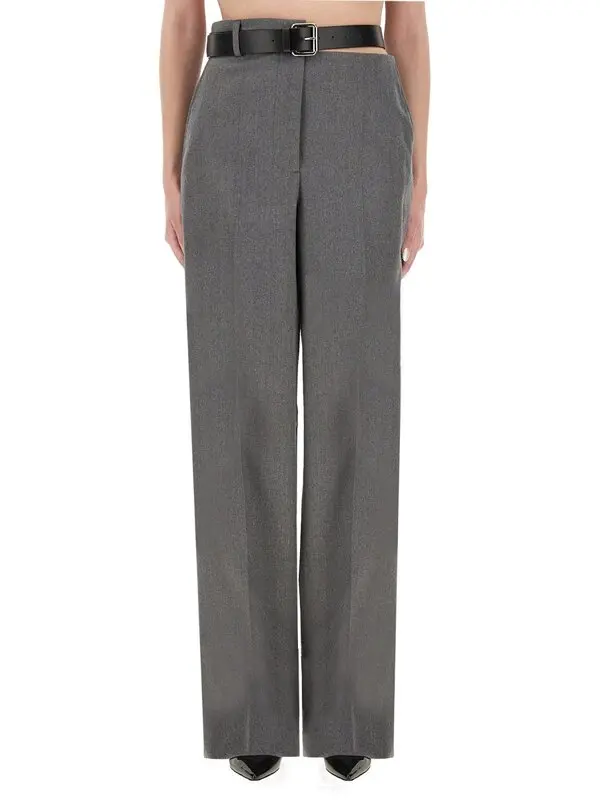 Stella McCartney Flannel Pants With Belt - Gray