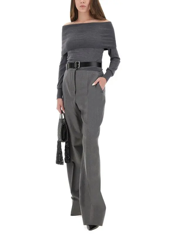 Stella McCartney Flannel Belted Straight Leg Pants