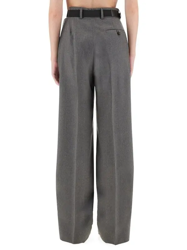 Stella McCartney Flannel Belted Straight Leg Pants