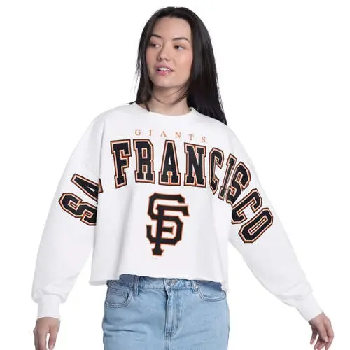 G-III 4HER BY CARL BANKS San Francisco Giants Bleachers Cropped Pullover Sweatshirt - White