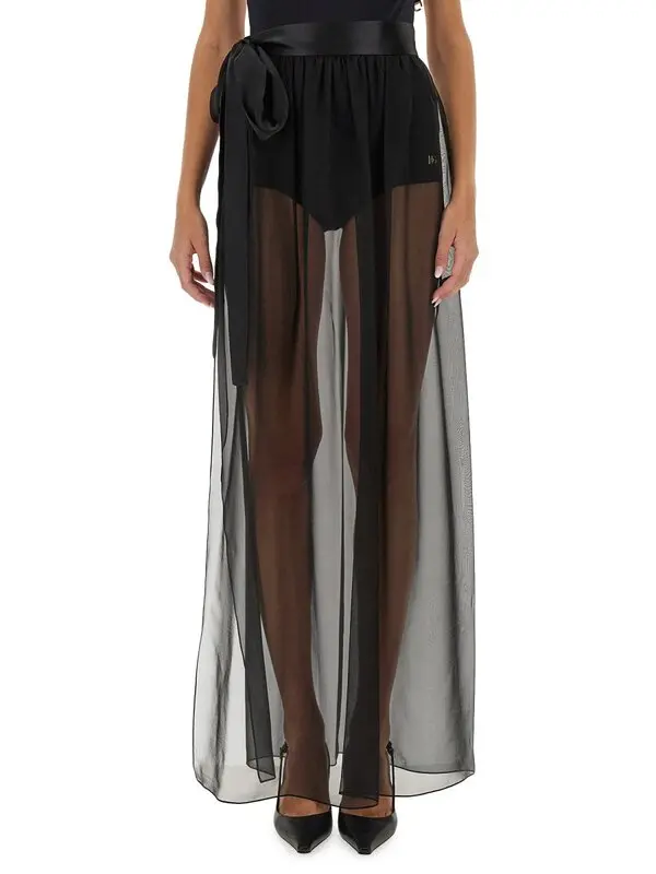 Dolce & Gabbana Silk Chiffon Maxi Skirt - Black