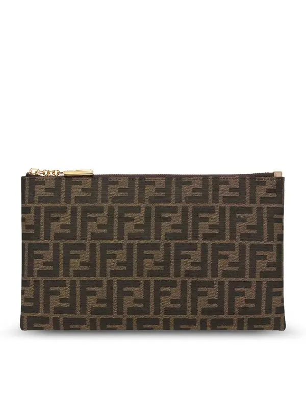 Fendi Ff Jacquard Flat Pouch - Brown