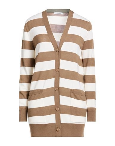 Max Mara Virgin Wool Cardigan With Velvet Trims - Beige