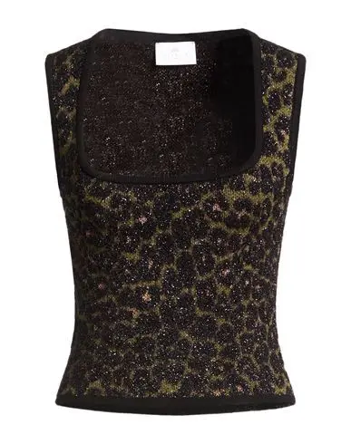 NENETTE Leopard Print Metallic Viscose Blend Sleeveless Scoop Neck Top - Green