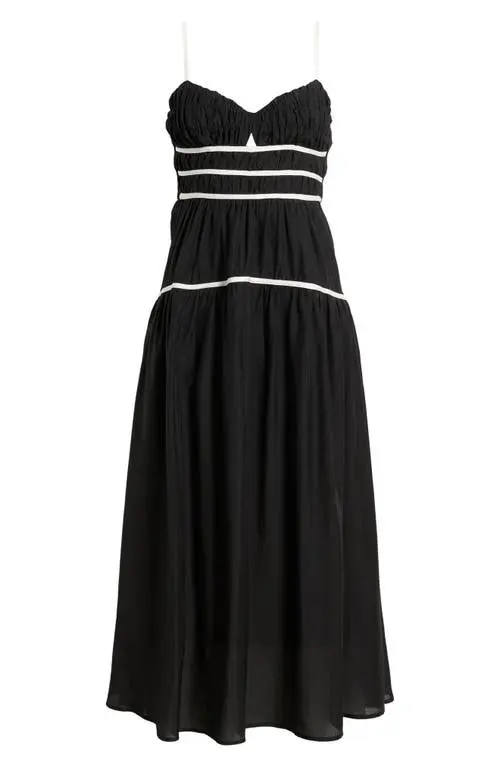 Moon River Shirred Tiered Midi Sundress