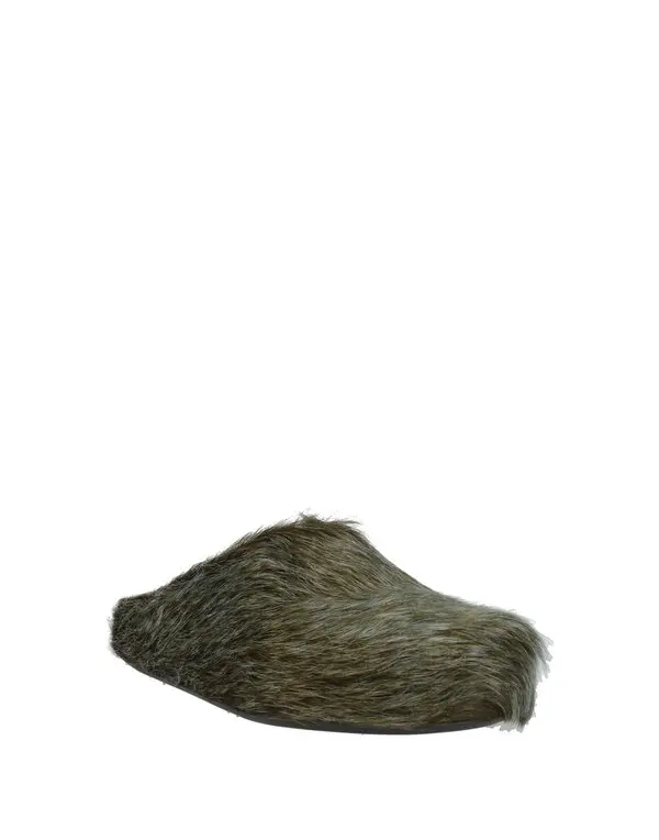 Marni Leather And Calf Hair Clogs - Green