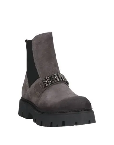CAFÈNOIR Leather Ankle Boots With Studded Detail - Grey