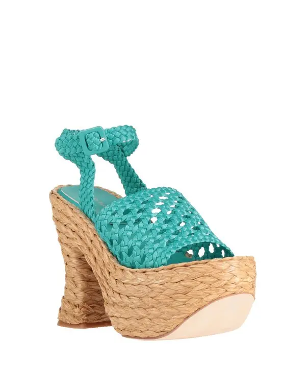 PALOMA BARCELO Woven Espadrille Sandals With Geometric Heel - Blue