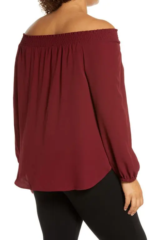 Michael Kors Tie Front Off The Shoulder Crepe Blouse